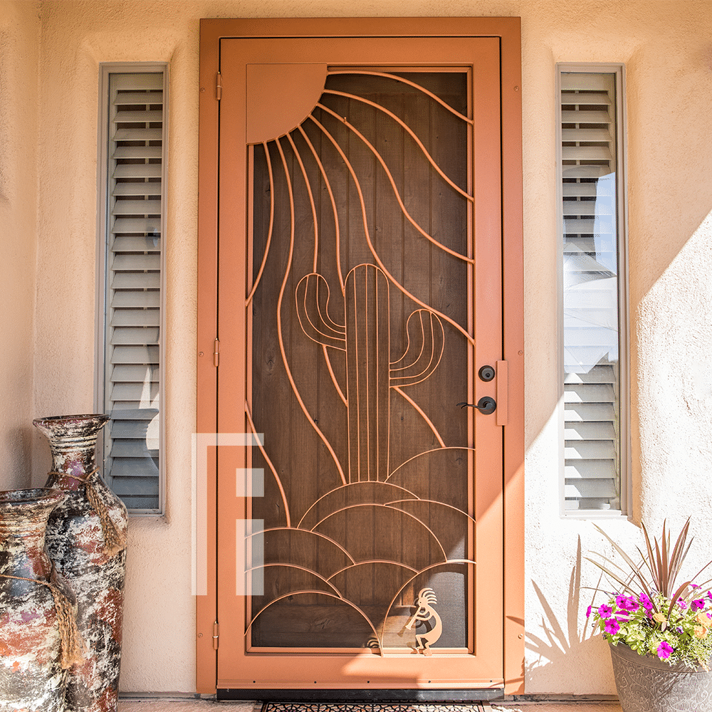 Cactus Bend Iron Security Door - First Impression Ironworks