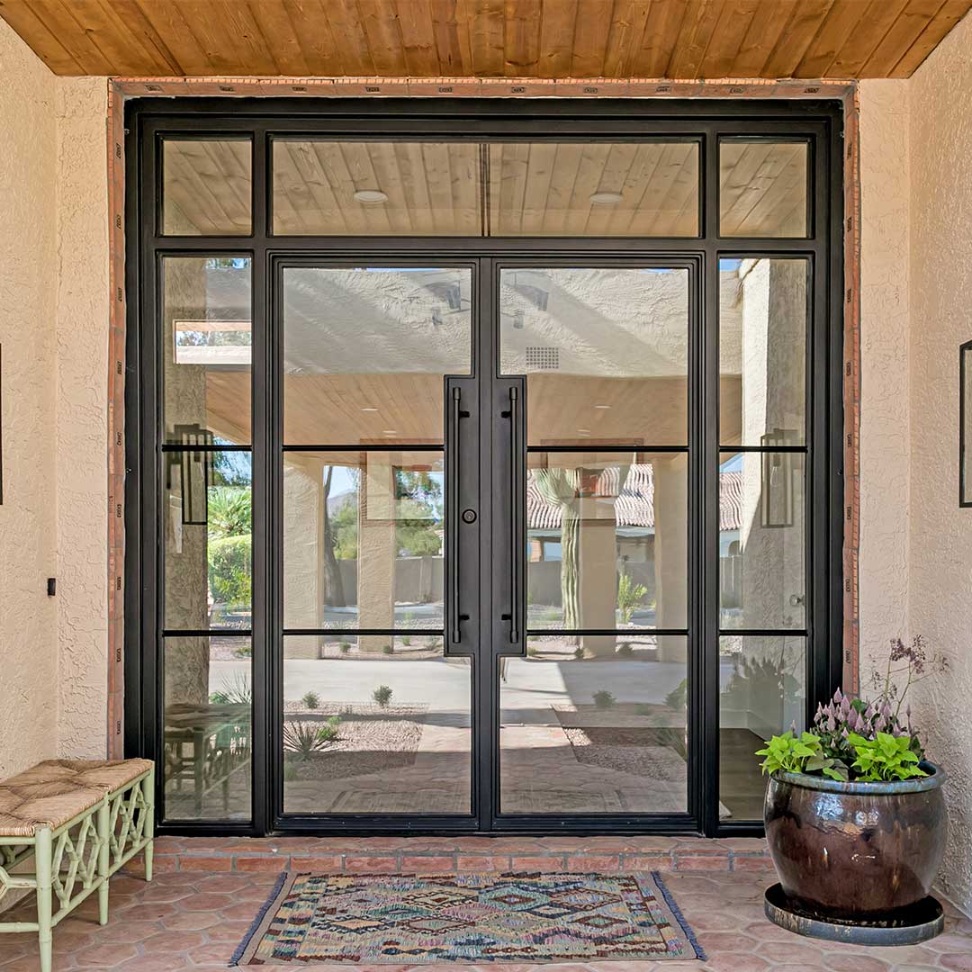 Elegant Glass Front Double Doors for a Welcoming Entryway